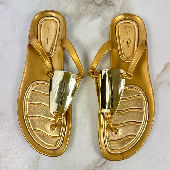 Jessica Simpson | Shoes | Rare Jessica Simpson Metallic Gold Jelly ...